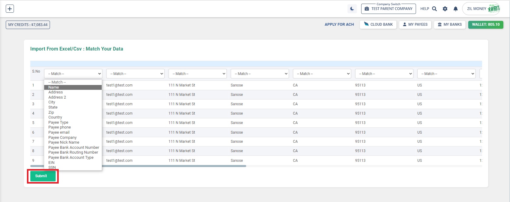 How to import Payee list from Excel?