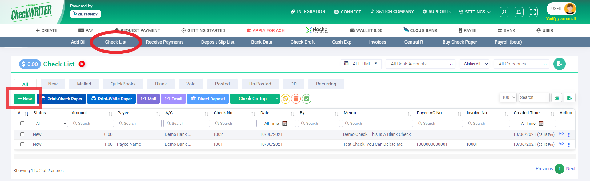 How to Print My First Check?